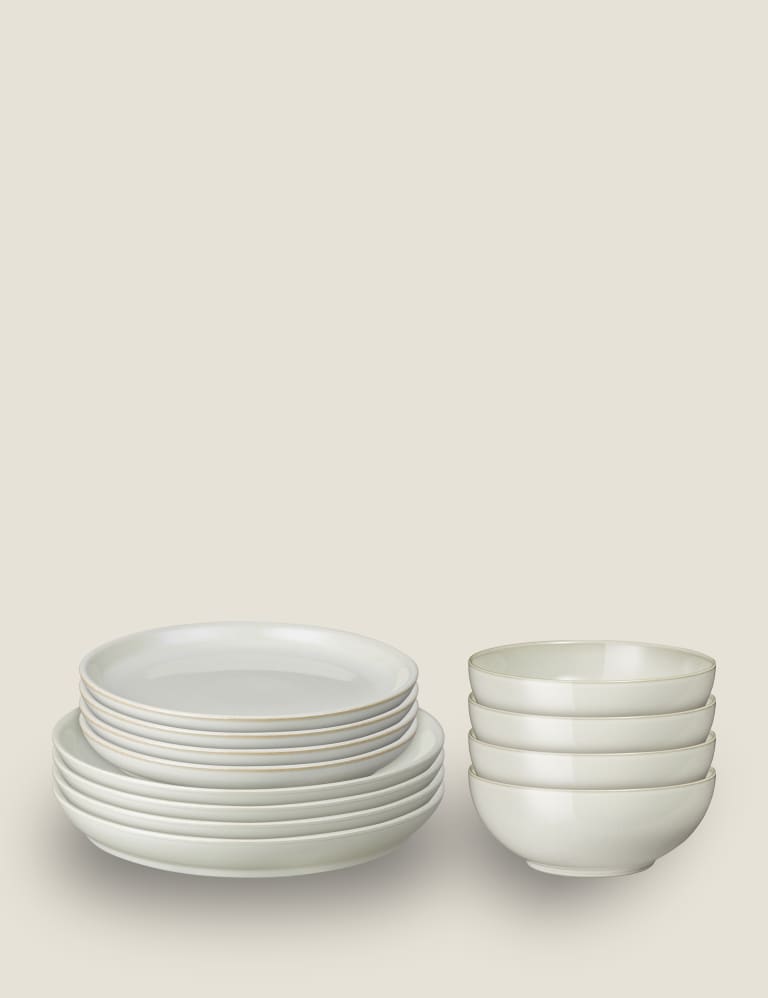 12 Piece Linen Coupe Dinner Set | Denby | M&S