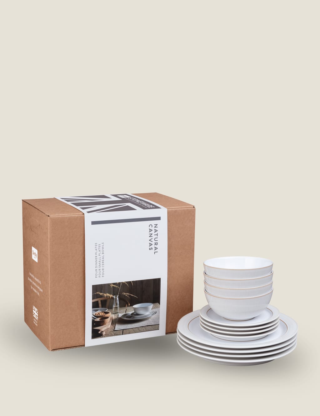 12 Piece Natural Canvas Dinner Set | Denby | M&S