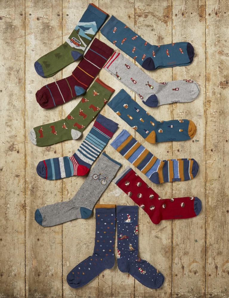 12pk Assorted Christmas Socks Gift Box | FatFace | M&S