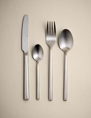 16 Piece Manhattan Brushed Cutlery Set | M&S Collection | M&S