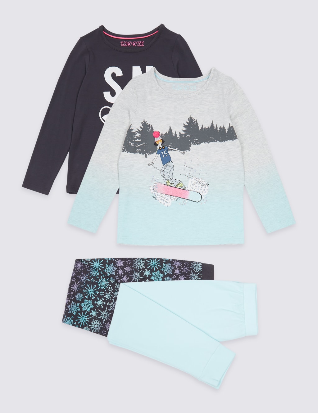 2 Pack Snowboard Print Pyjamas (3-16 Years) | M&S