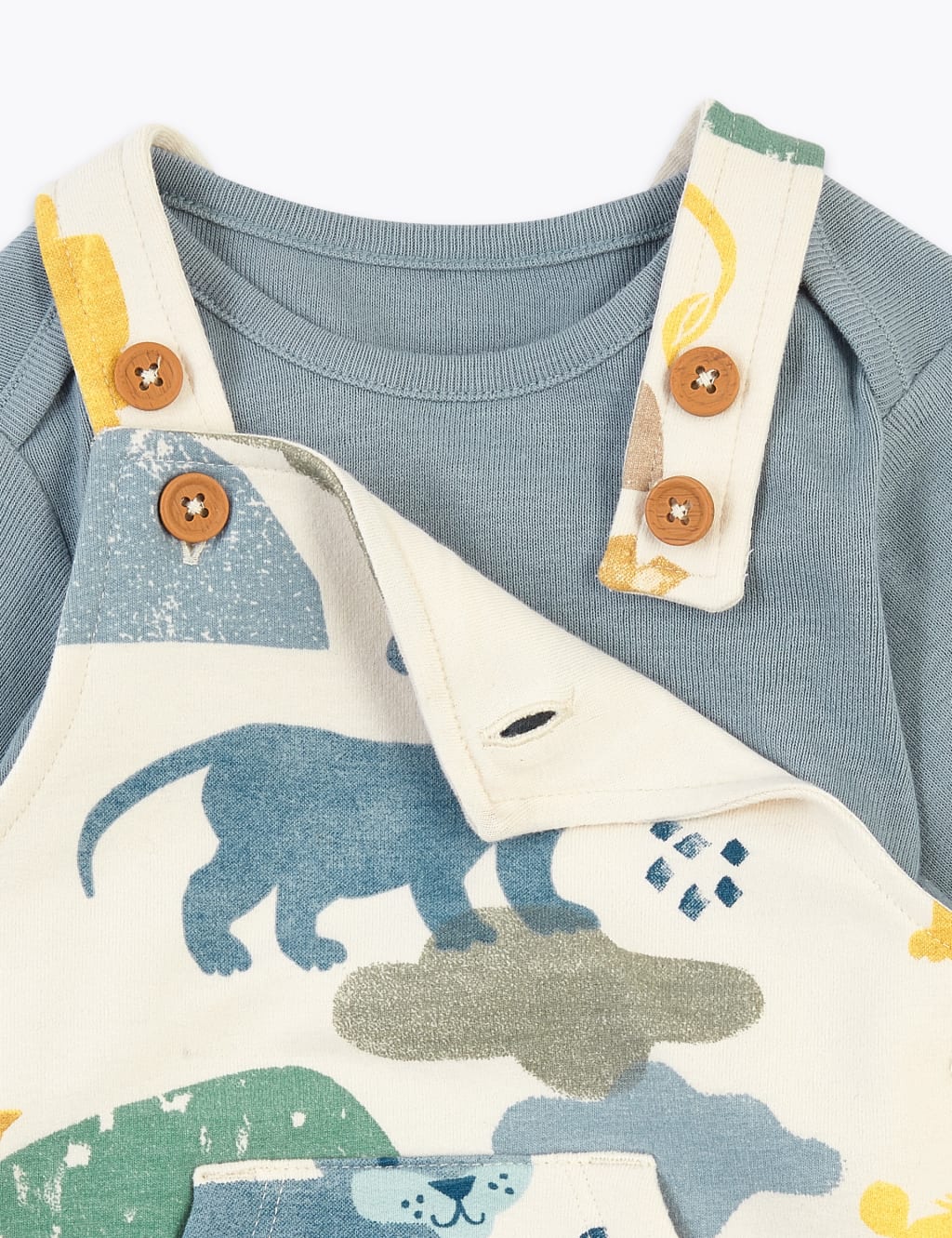 2 Piece Cotton Animal Print Dungarees (0-3 Yrs) | M&S