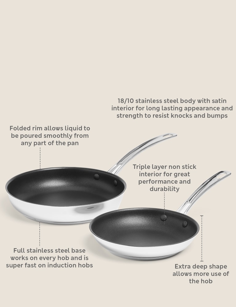 2 Piece Stainless Steel Frying Pan Set | M&S Collection | M&S