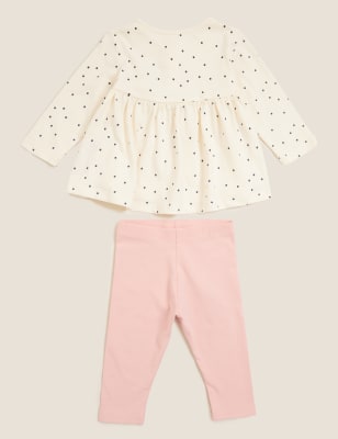 2pc Cotton Spot Print Outfit (0-3 Yrs) | M&S