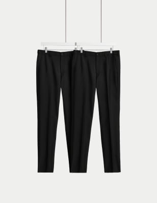 2pk Slim Fit Active Waist Trousers | M&S Collection | M&S