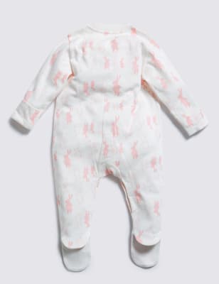 3 Pack Girls' Rabbit Sleepsuits | M&S