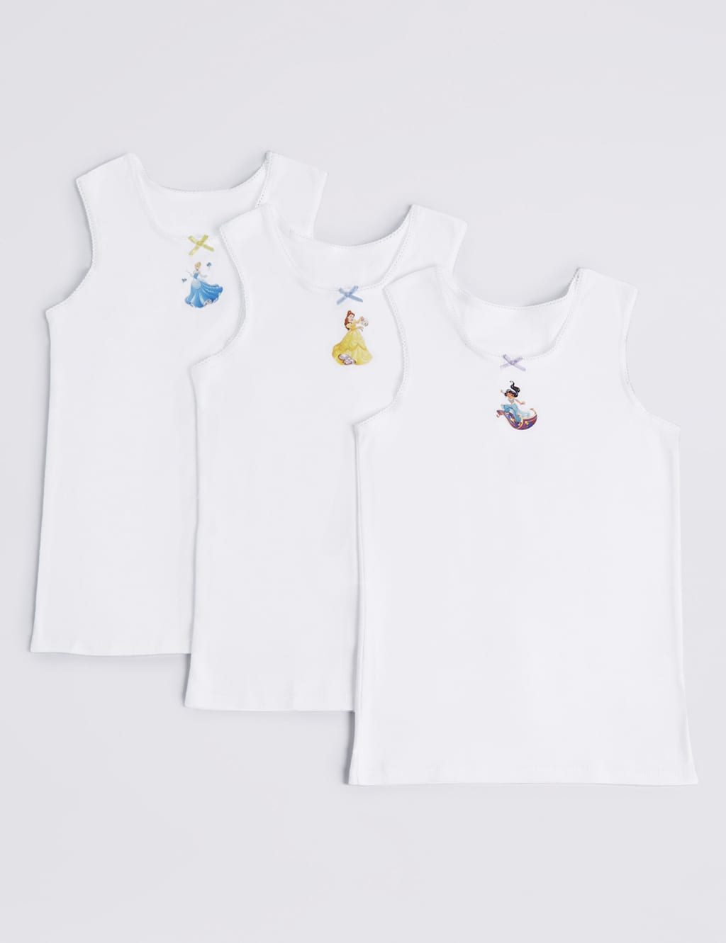 3 Pack Pure Cotton Disney Princess™ Vests (18 Months - 12 Years) | M&S