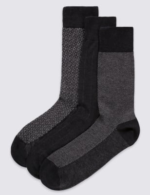 3 Pairs Of Luxury Cotton Socks | M&S Collection Luxury | M&S