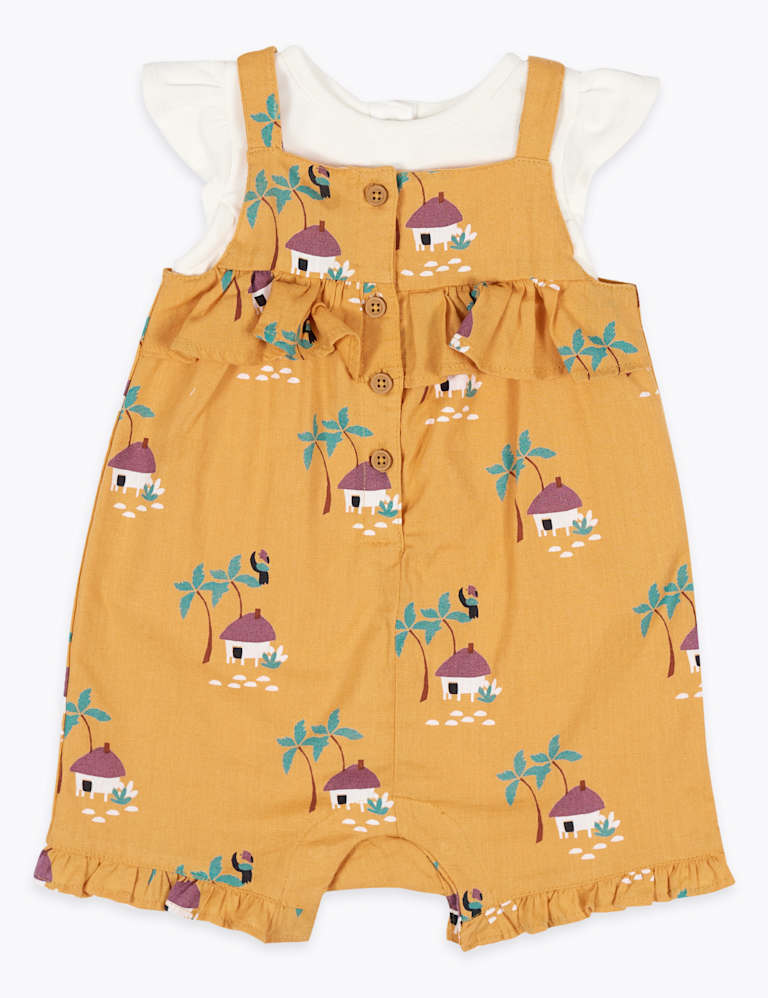 3 Piece Cotton Romper Set (0-3 Yrs) | M&S