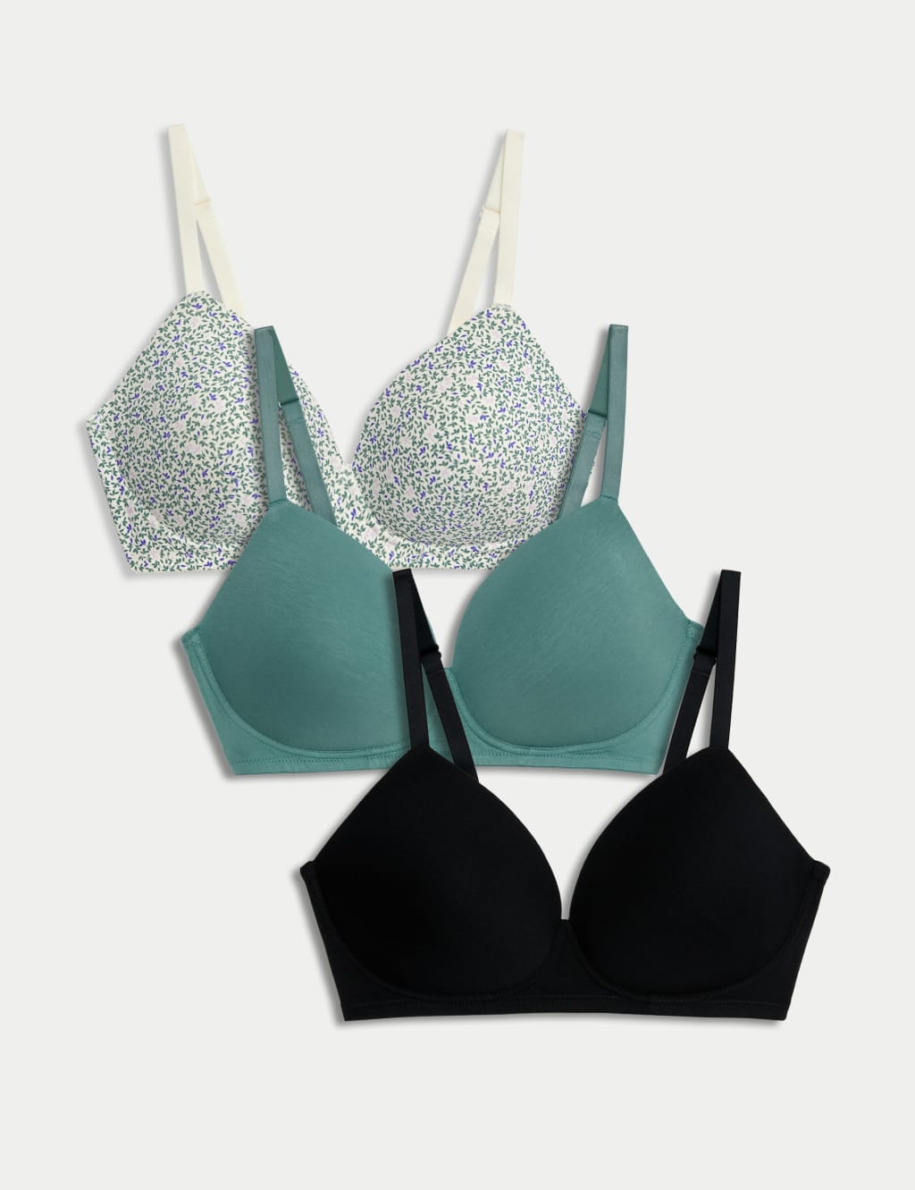 3pk Cotton Rich Non Wired T-Shirt Bras (A-E) | M&S Collection | M&S