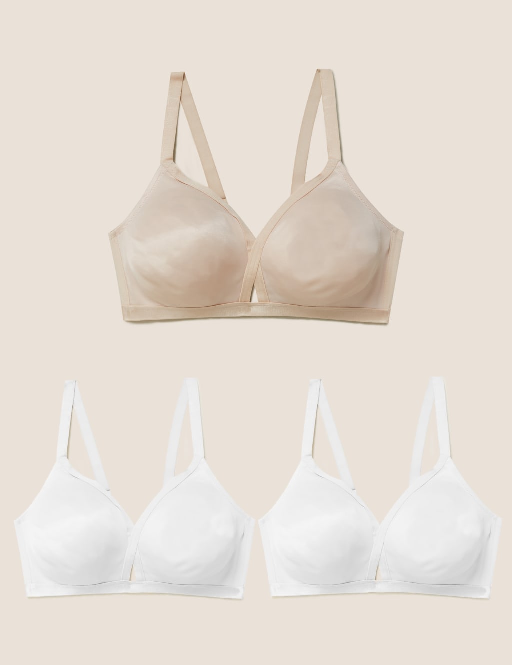 3pk Crossover Non Wired Full Cup Bras A-E | M&S Collection | M&S