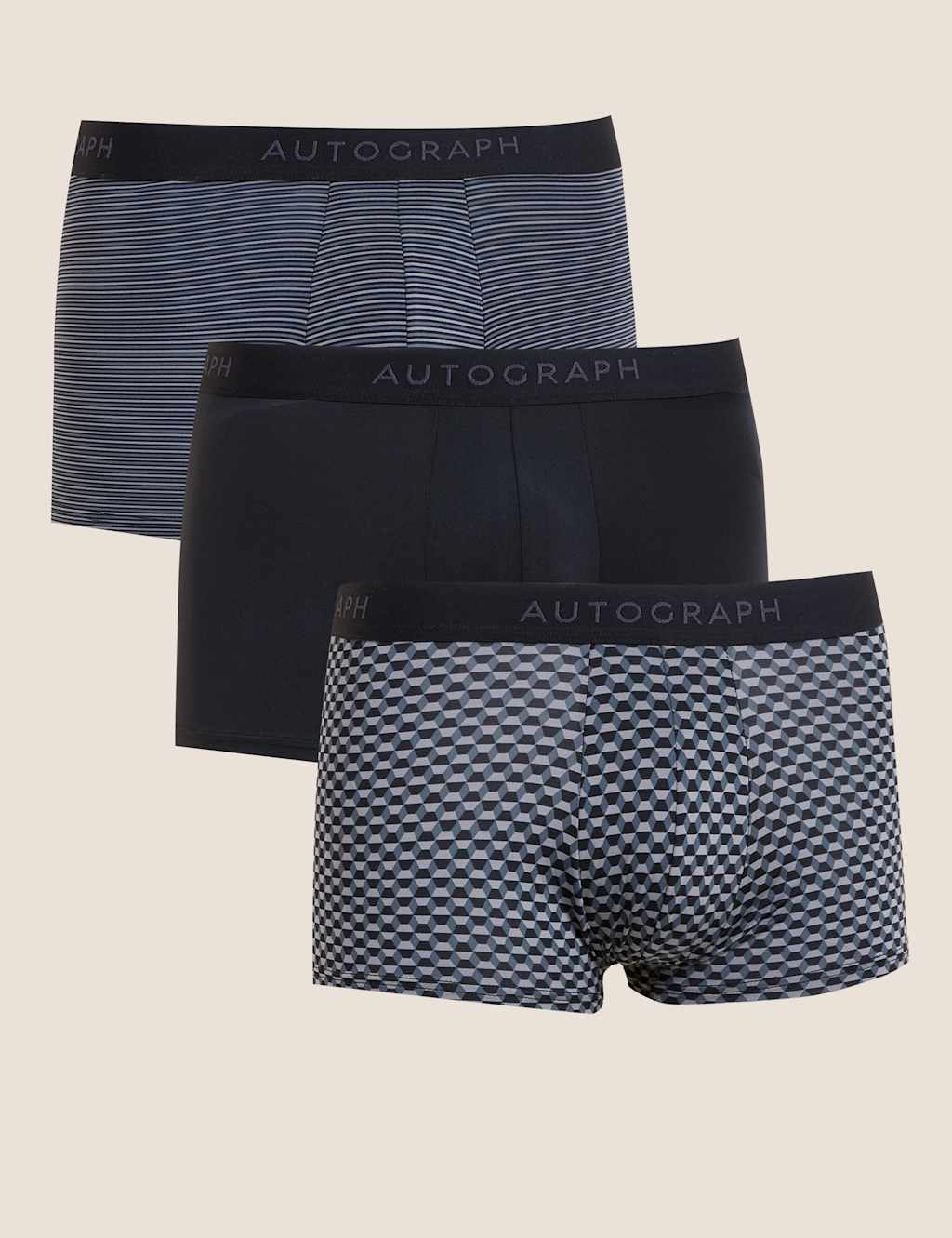 3pk Microskin Assorted Pattern Hipsters | Autograph | M&S