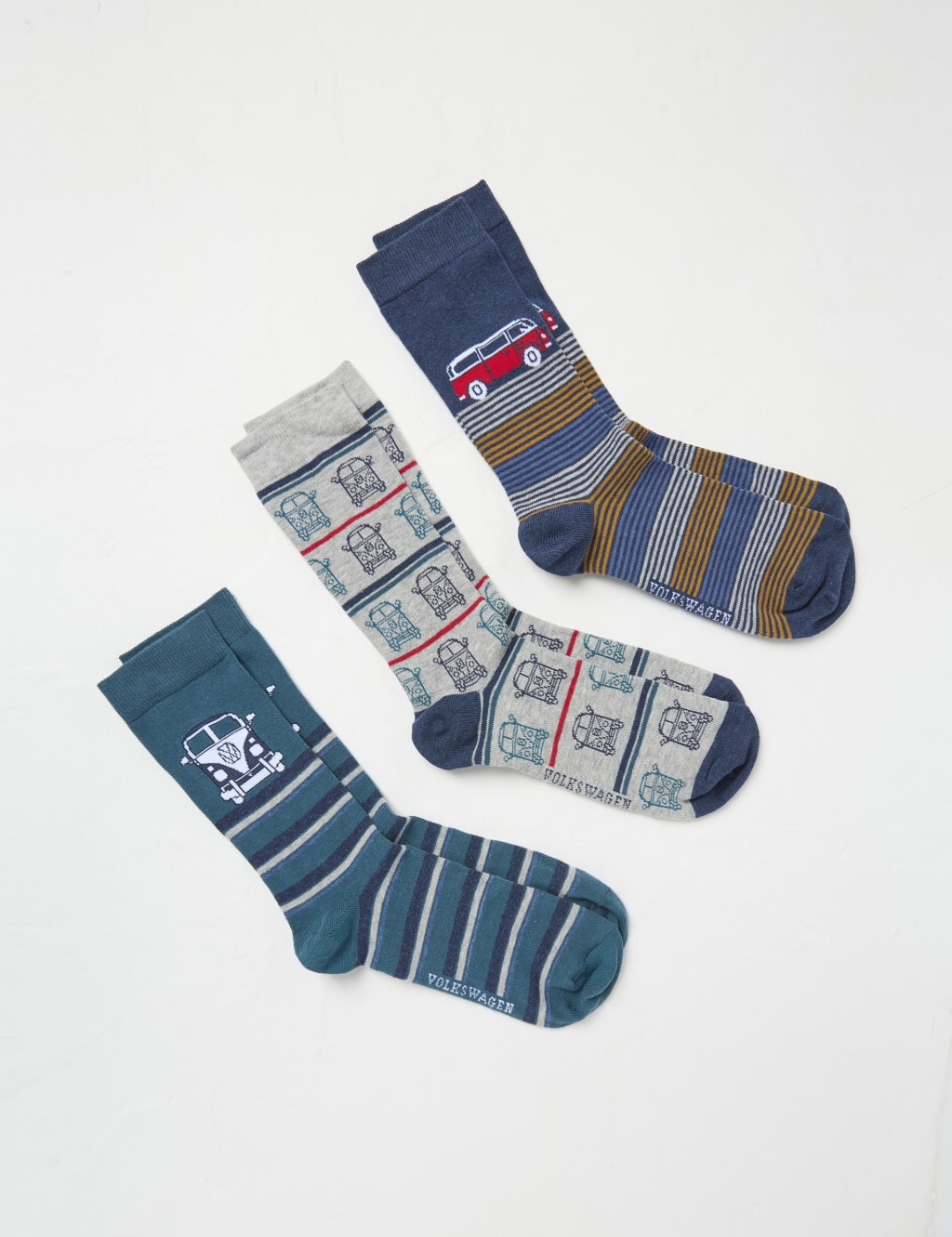 3pk VW Camper Van Cotton Blend Socks | FatFace | M&S