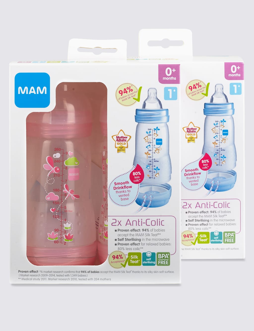 4 Pack 260ml Bottles | MAM | M&S