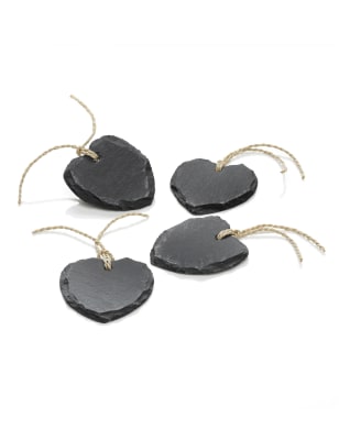 4 Slate Heart Napkin Tags | M&S