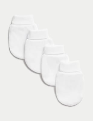 4pk Pure Cotton Mittens (0-1 Yrs) | M&S Collection | M&S