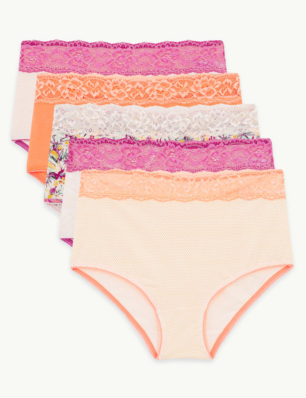 5 Pack Cotton Rich Lace Full Briefs | M&S Collection | M&S