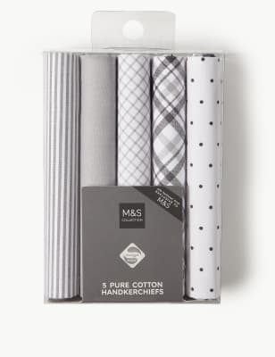 5 Pack Pure Cotton Handkerchiefs with Sanitized Finish® | M&S ...