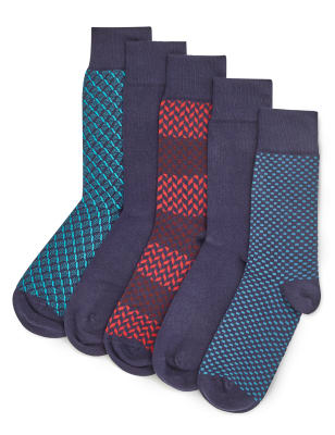 5 Pairs of Freshfeet™ Stay Soft Assorted Socks with Silver Technology ...
