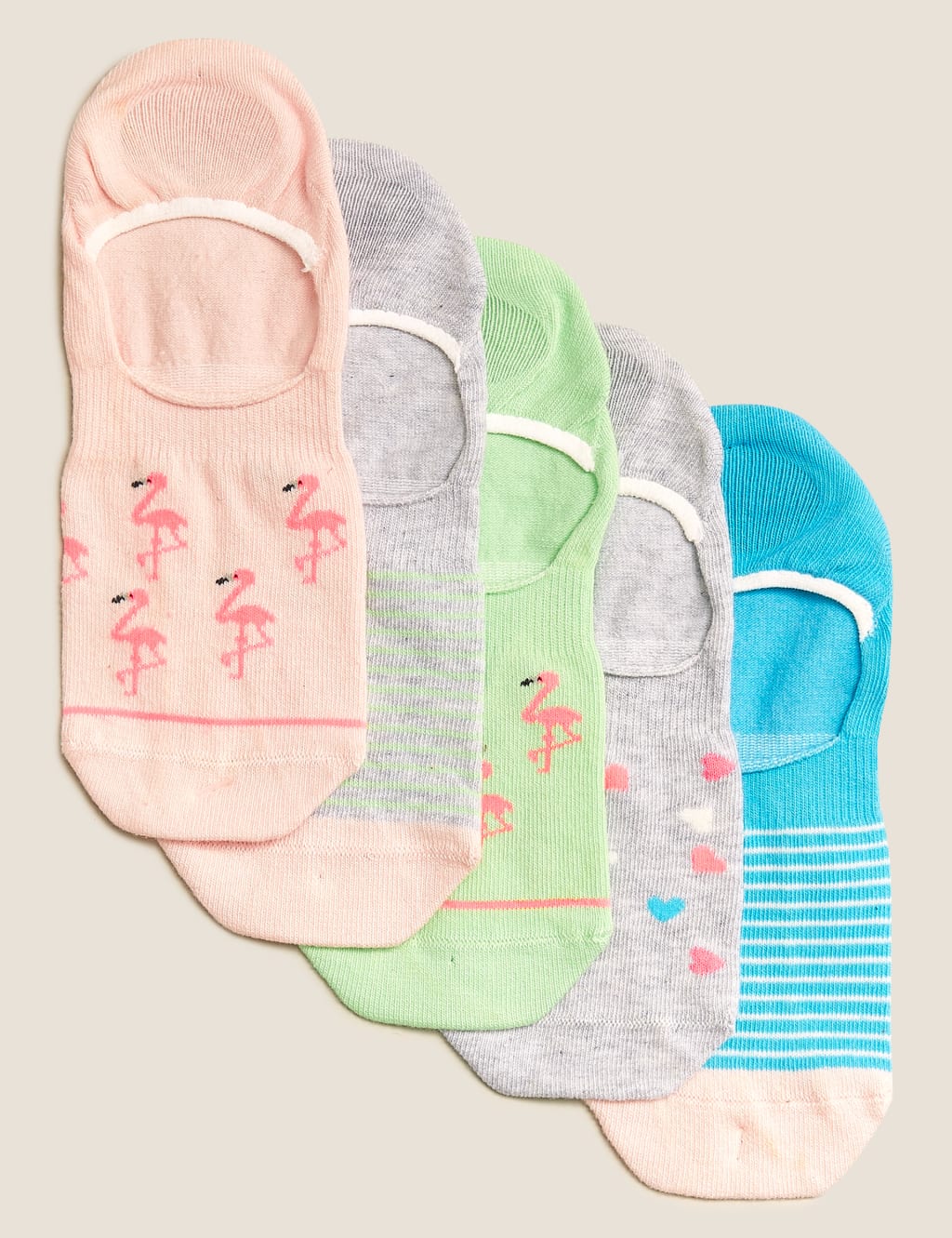 5pk Cotton Flamingo Trainer Liners | M&S