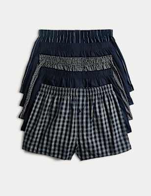 5pk Pure Cotton Assorted Woven Boxers | M&S Collection | M&S