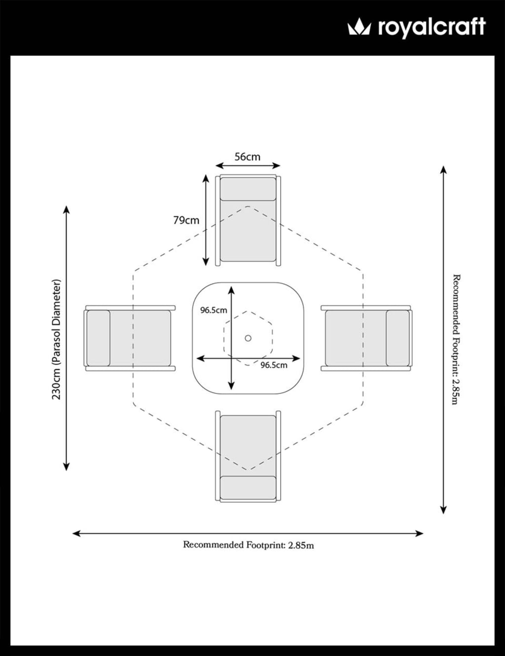 Amalfi 4 Seater Garden Dining Set | Royalcraft | M&S