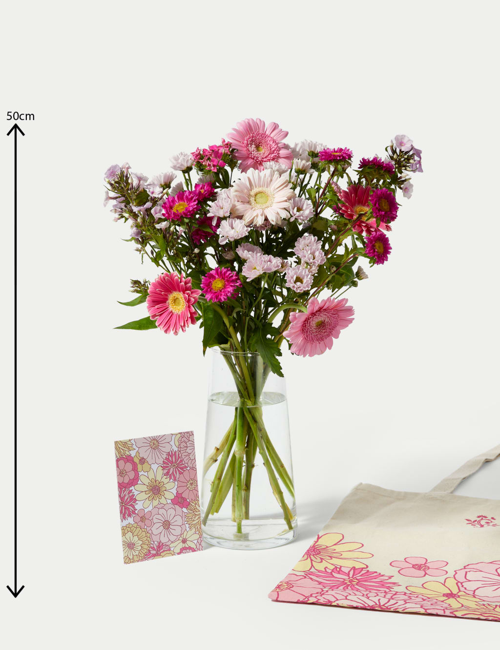 Aster & Germini Bouquet with Vintage Flower Print Tote Bag | M&S