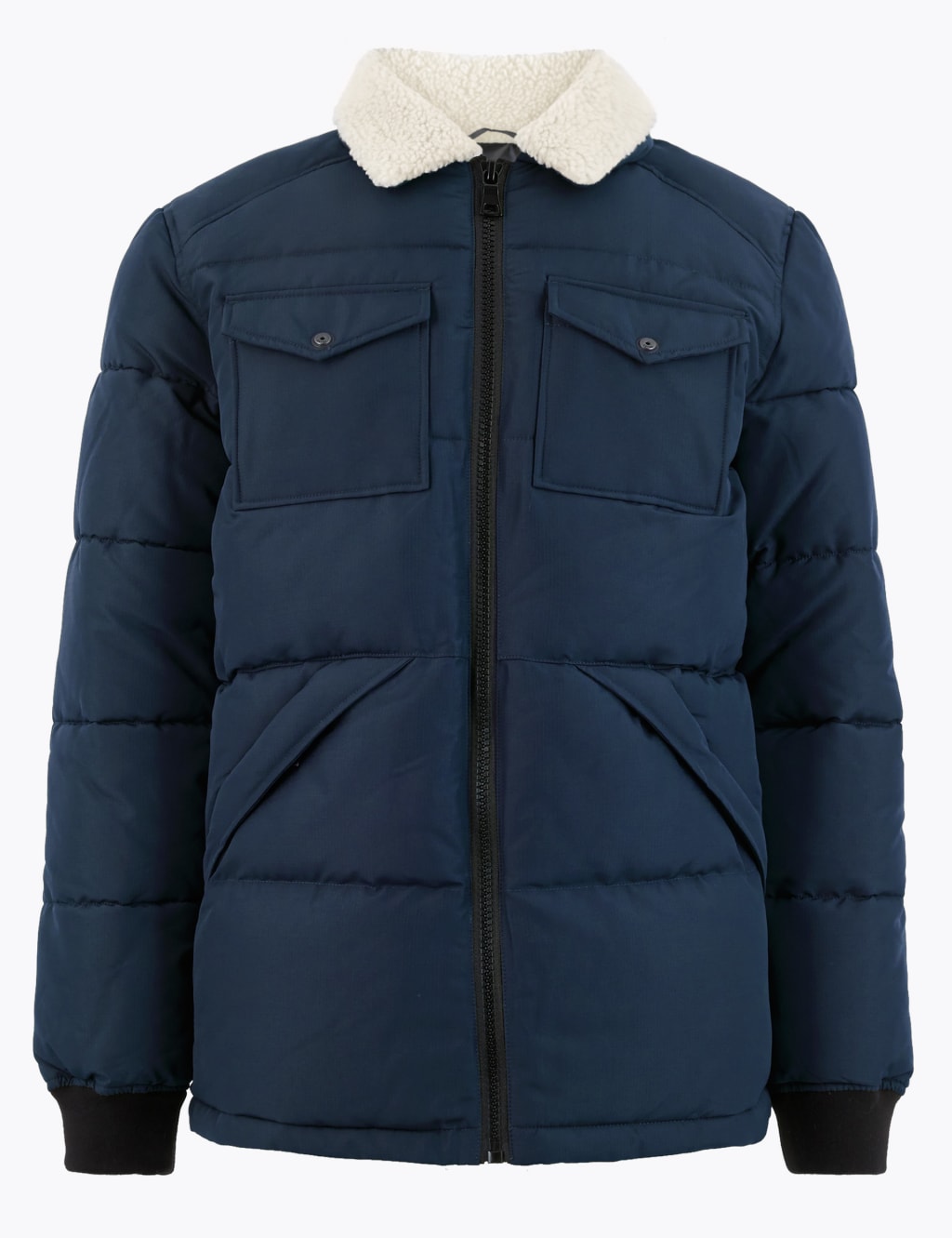 Borg Collar Puffer Jacket with Thermowarmth™ | M&S Collection | M&S