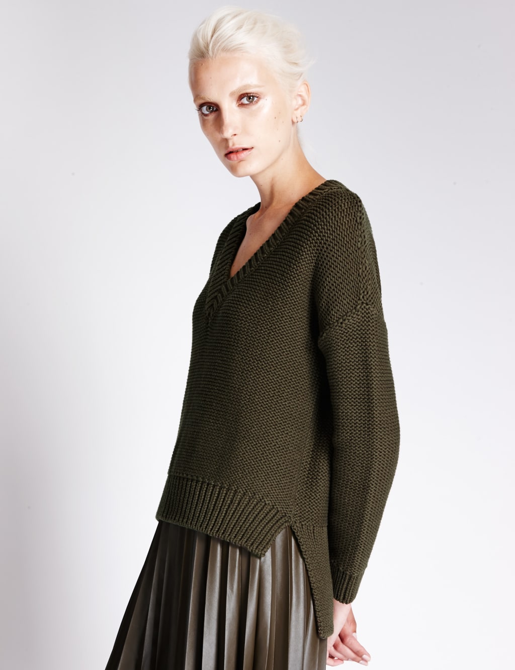 Boxy Chunky V-Neck Jumper | Autograph | M&S