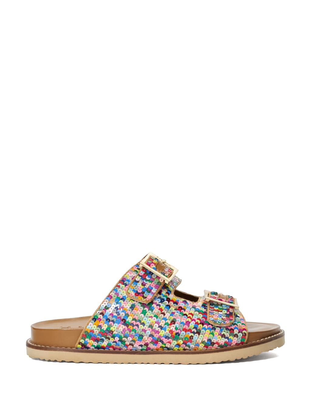 Buckle Sequin Flat Sliders | Dune London | M&S