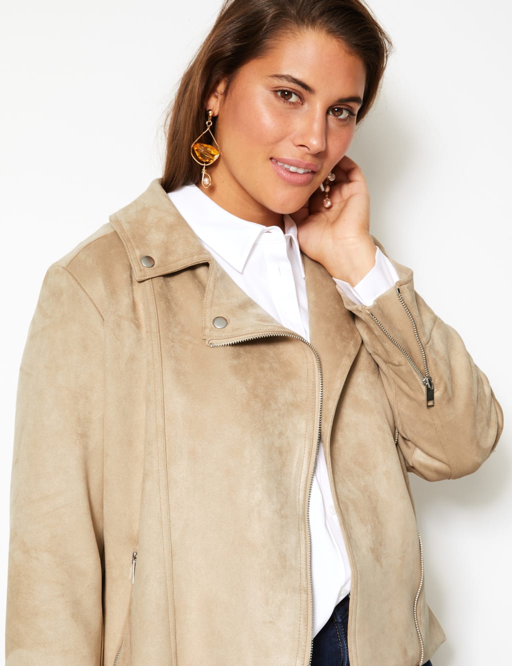 CURVE Faux Suede Biker Jacket | M&S Collection | M&S