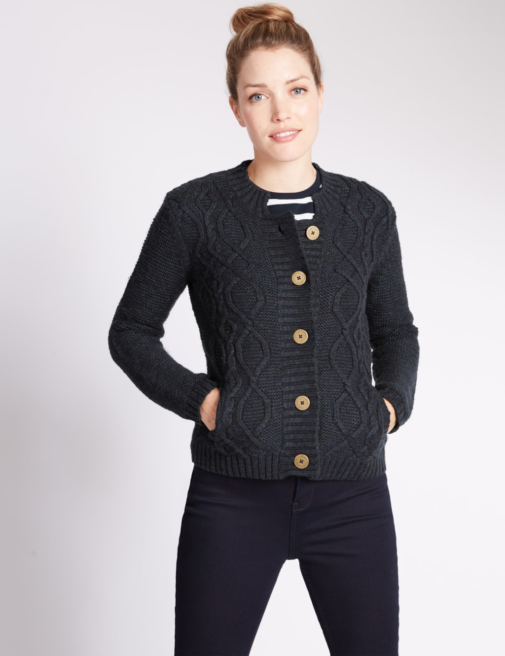 Cable Knit Button Through Cardigan | Per Una | M&S