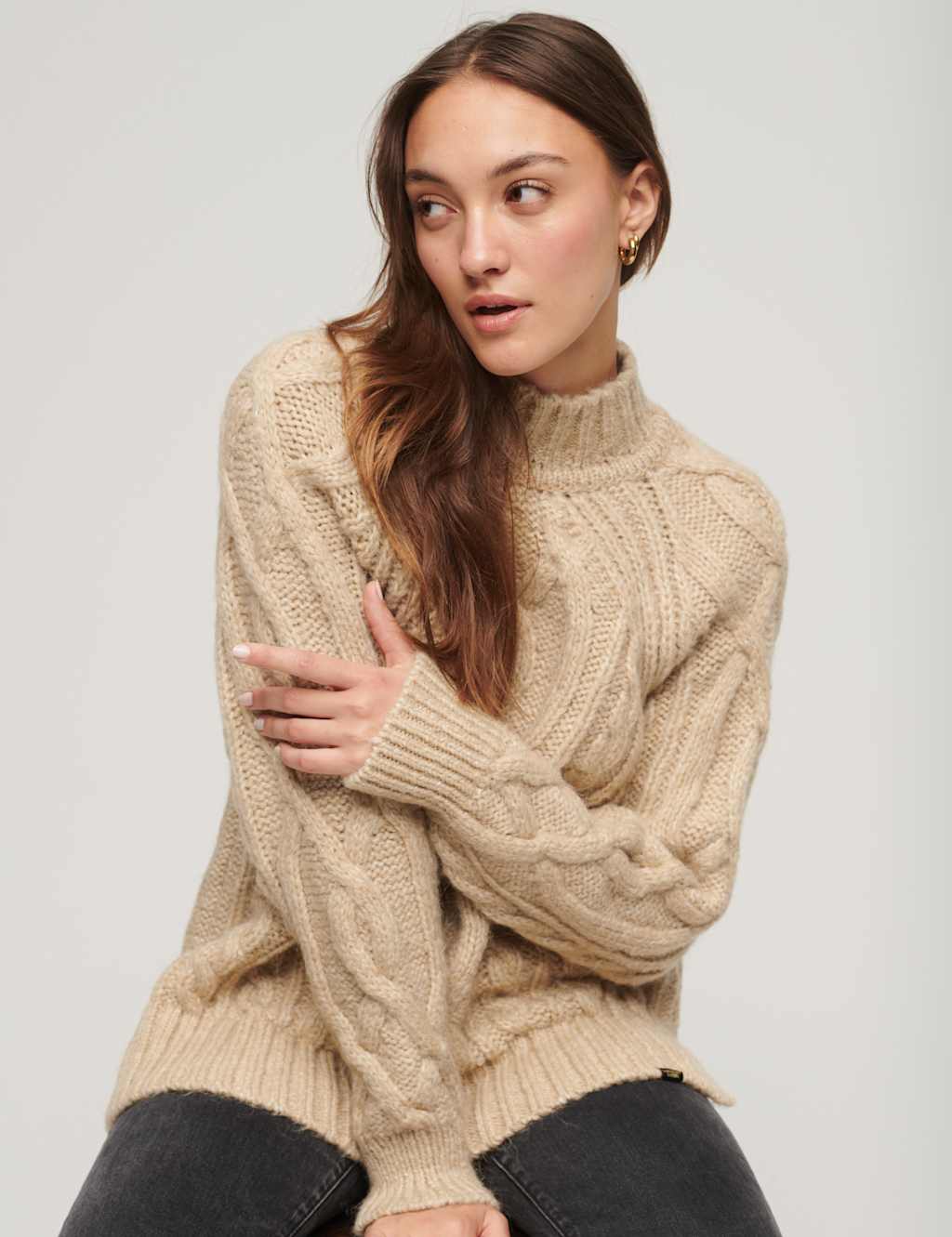 Cable Knit Roll Neck Jumper | Superdry | M&S