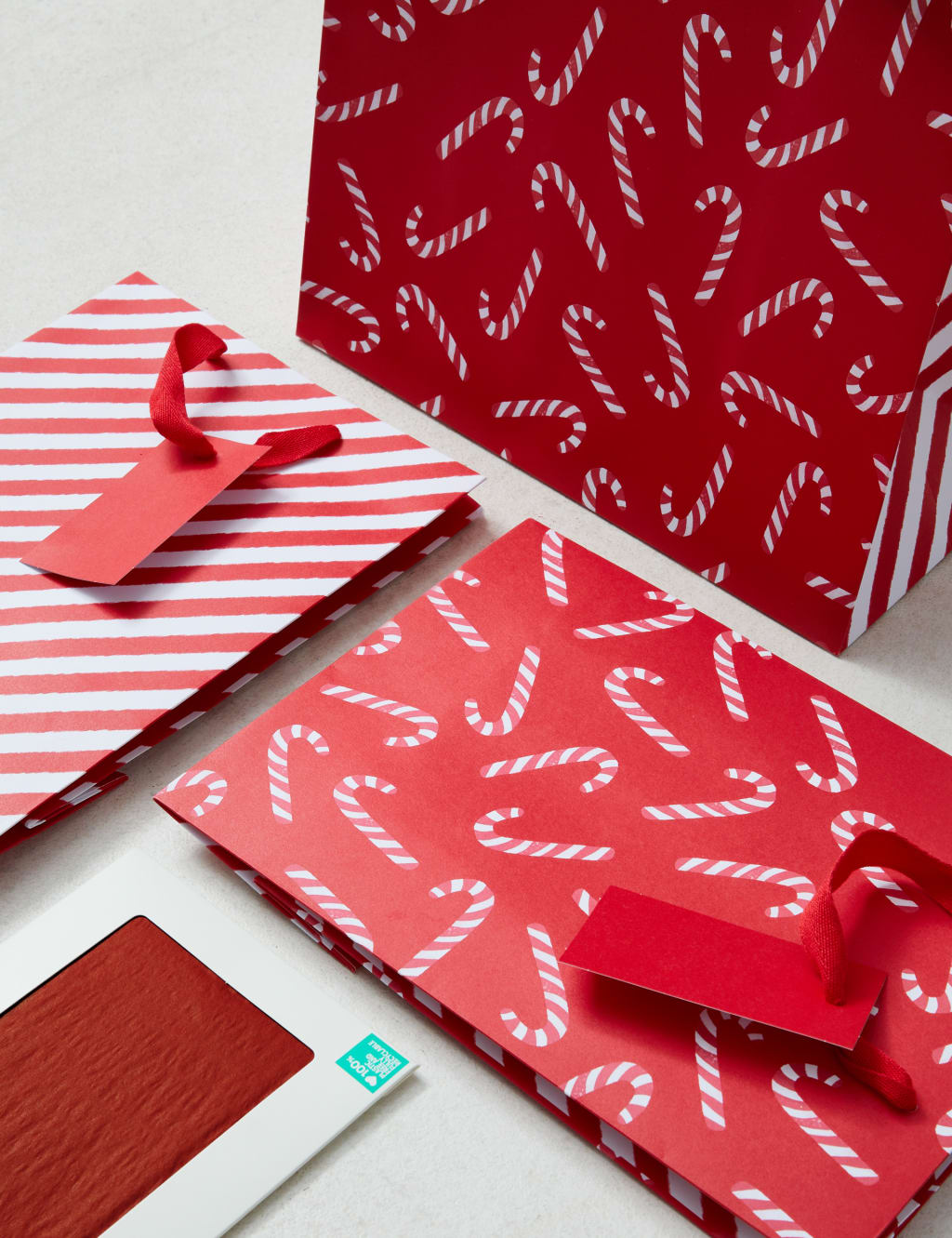 Candy Cane Themed Christmas Gift Bag Trio & Tissue Pack | M&S
