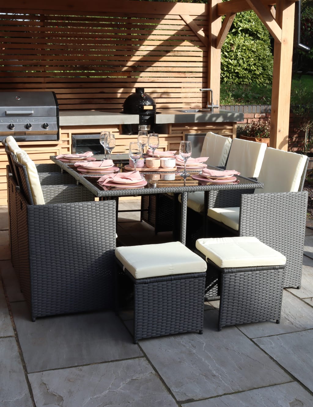 Cannes 10 Seater Rattan Garden Cube Dining Set | Royalcraft | M&S