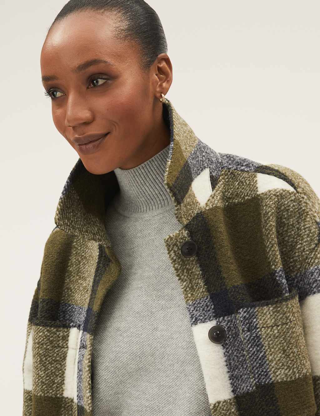 Checked Collared Relaxed Shacket | M&S Collection | M&S