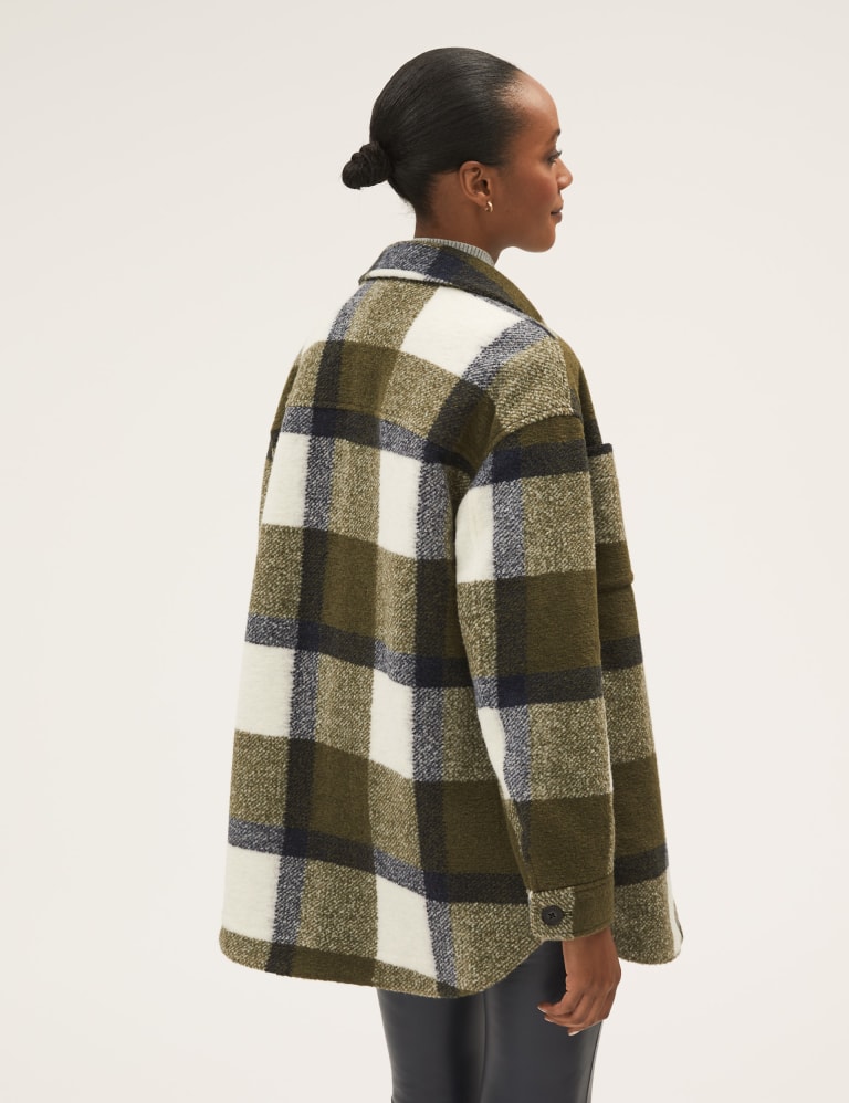 Checked Collared Relaxed Shacket | M&S Collection | M&S