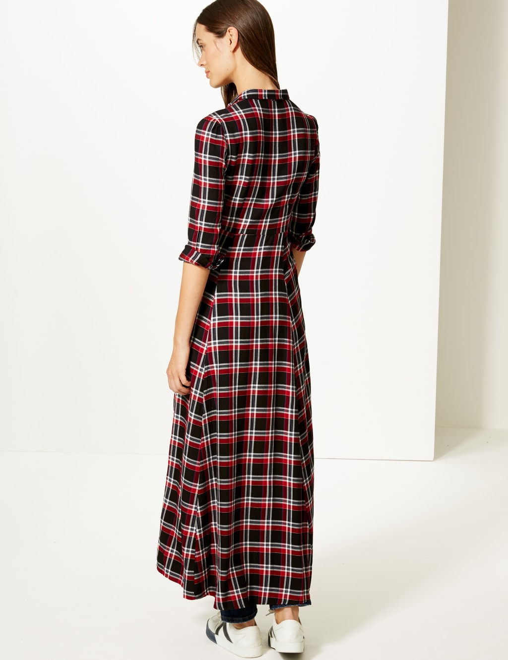 Checked Long Sleeve Shirt Maxi Dress | M&S Collection | M&S