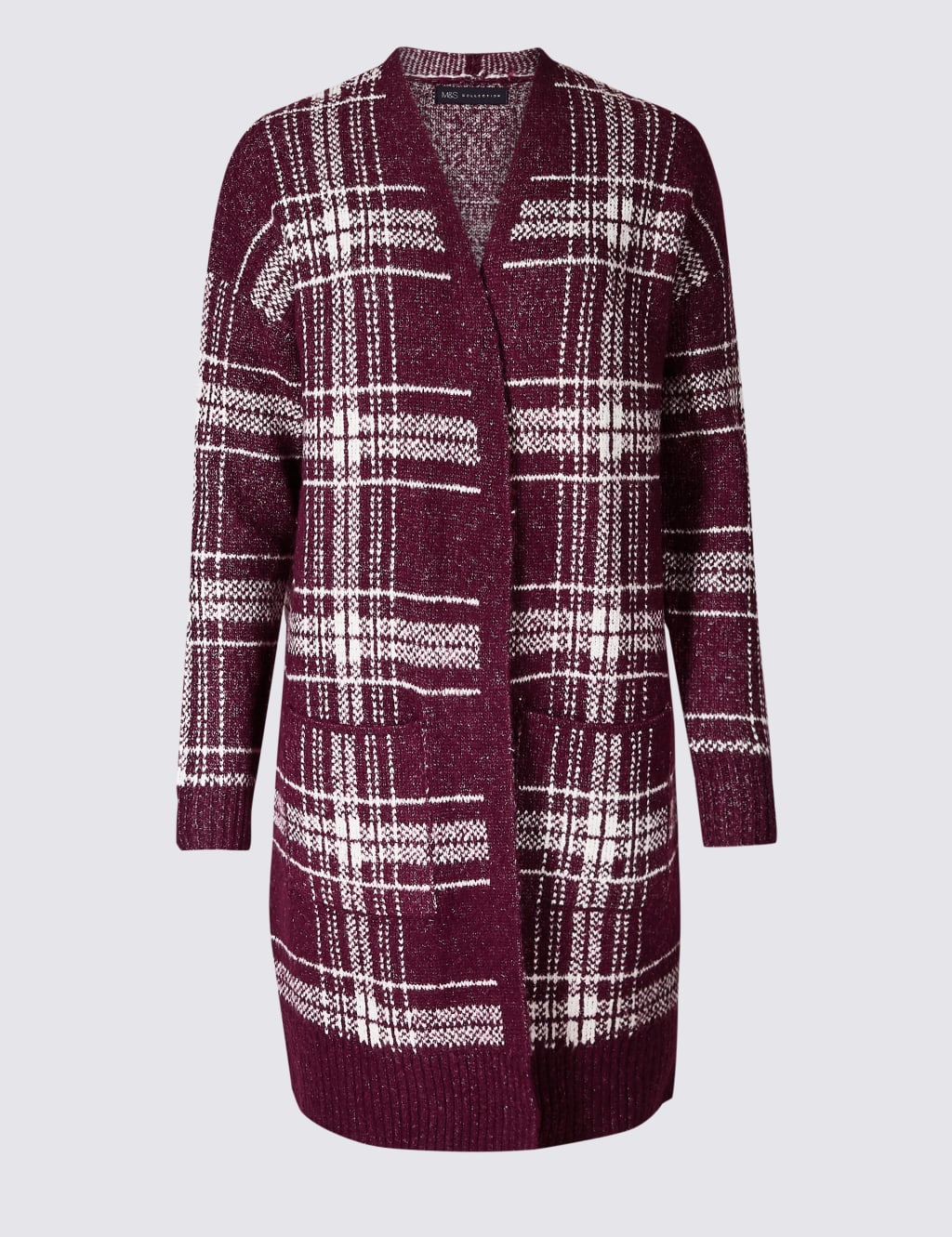 Checked Longline Cardigan | M&S Collection | M&S
