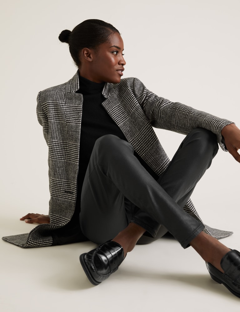 Buy Checked Notch Neck Coat | M&S Collection | M&S