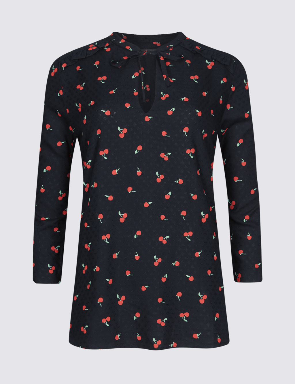 Cherry Print Notch Neck ¾ Sleeve Blouse | M&S Collection | M&S