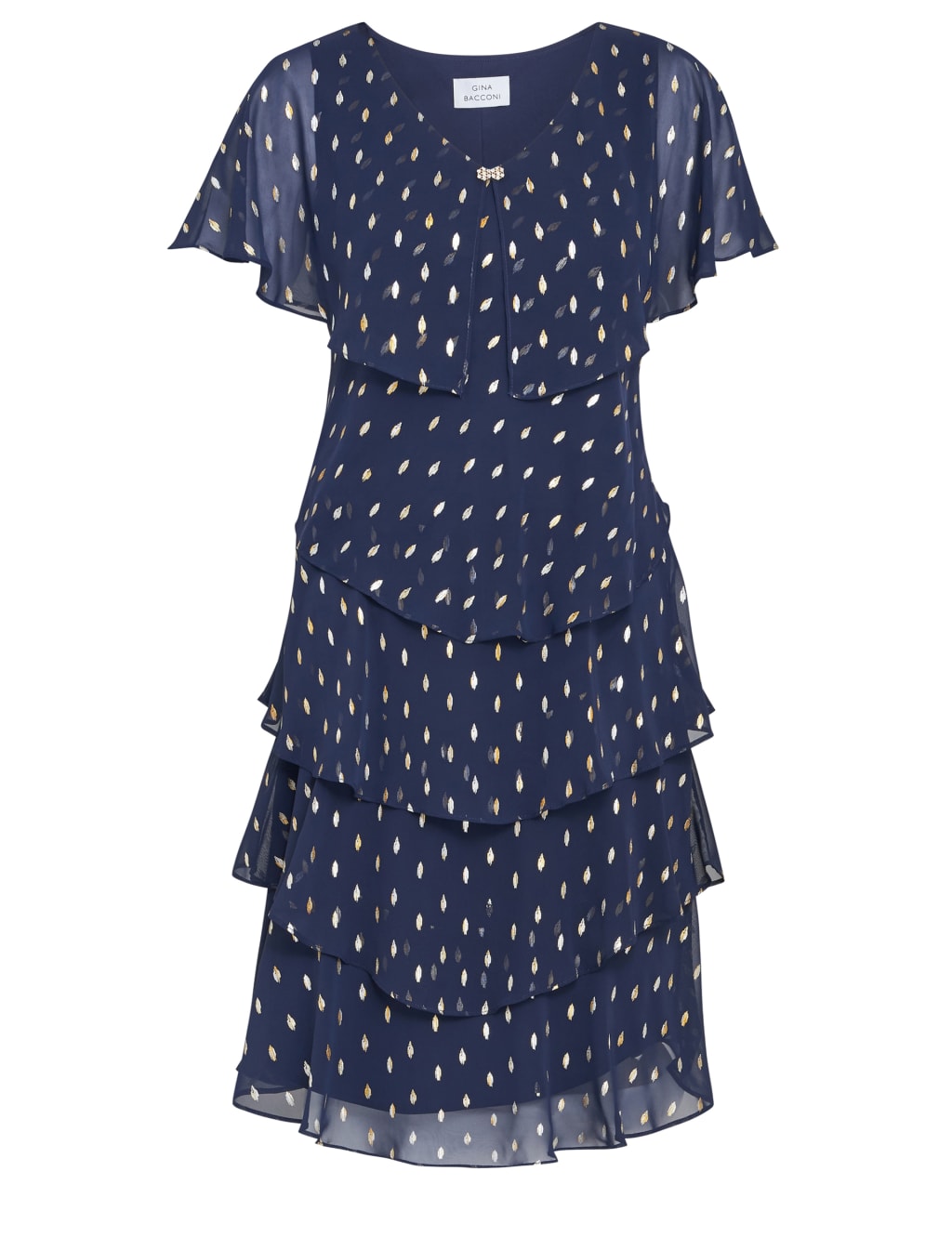 Chiffon Foil V-Neck Tiered Dress | Gina Bacconi | M&S