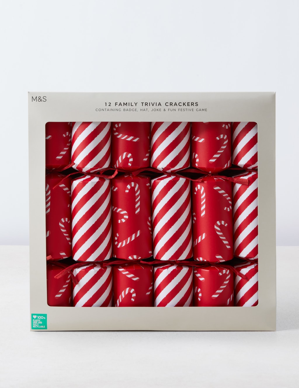 Christmas Crackers with Trivia Game - Pack of 12, 2 Designs | M&S