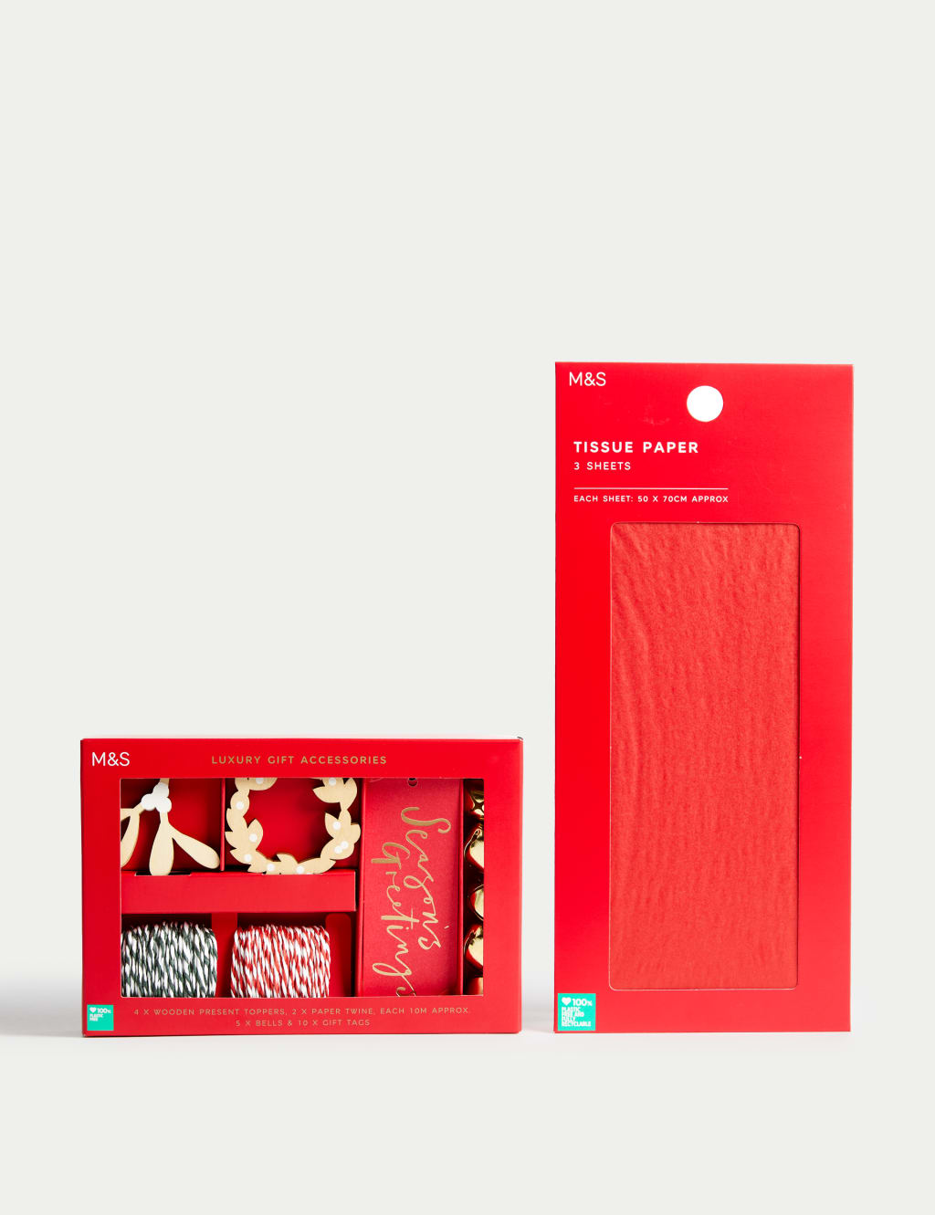 Christmas Luxury Gift Wrapping Accessories Pack - Red | M&S
