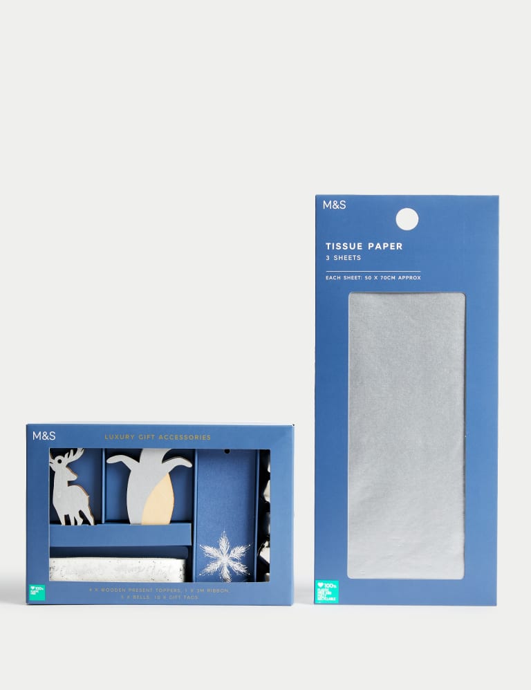 Christmas Luxury Gift Wrapping Accessories Pack - Silver | M&S