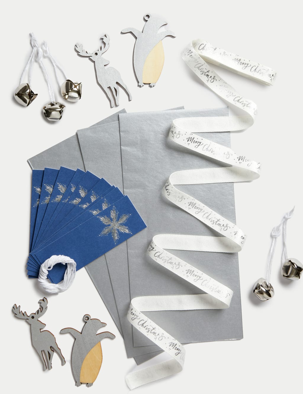 Christmas Luxury Gift Wrapping Accessories Pack - Silver | M&S