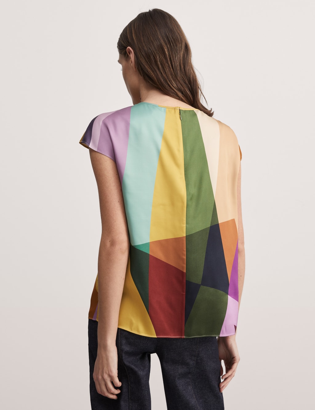 Colour Block Crew Neck Relaxed Blouse | JAEGER | M&S