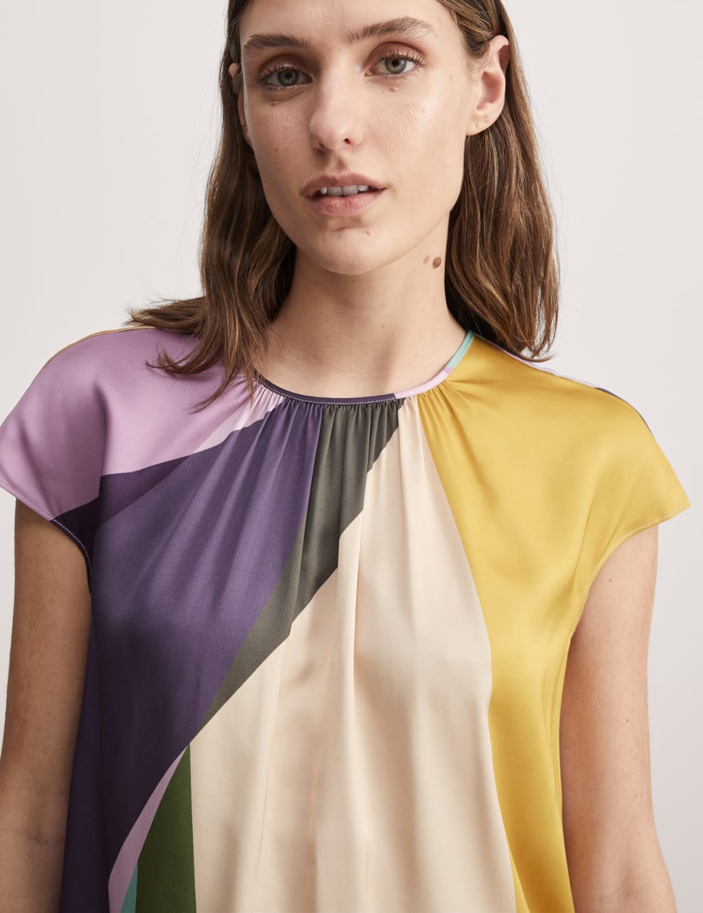 Colour Block Crew Neck Relaxed Blouse | JAEGER | M&S