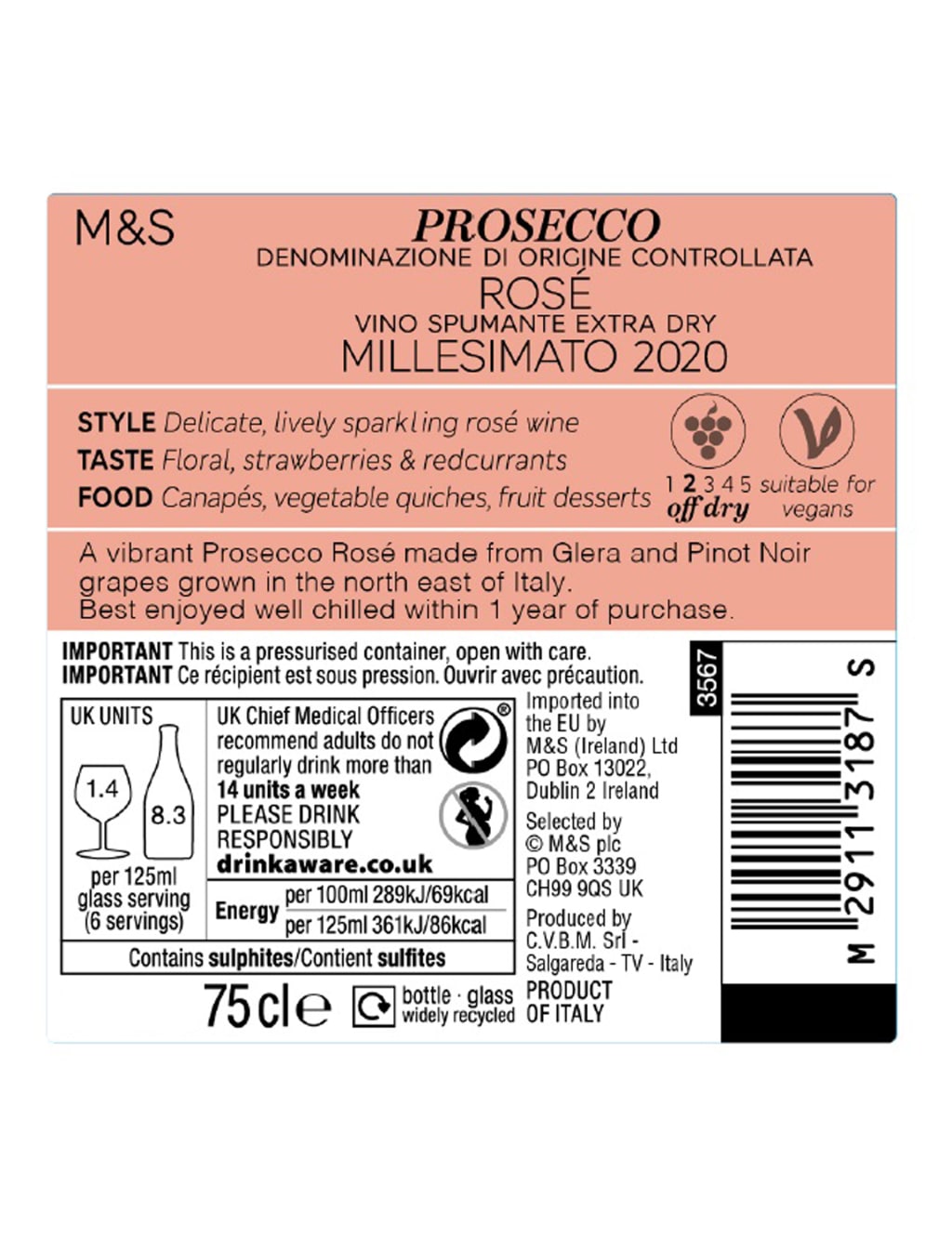 Conte Priuli Prosecco Rosé - Case of 6 | M&S