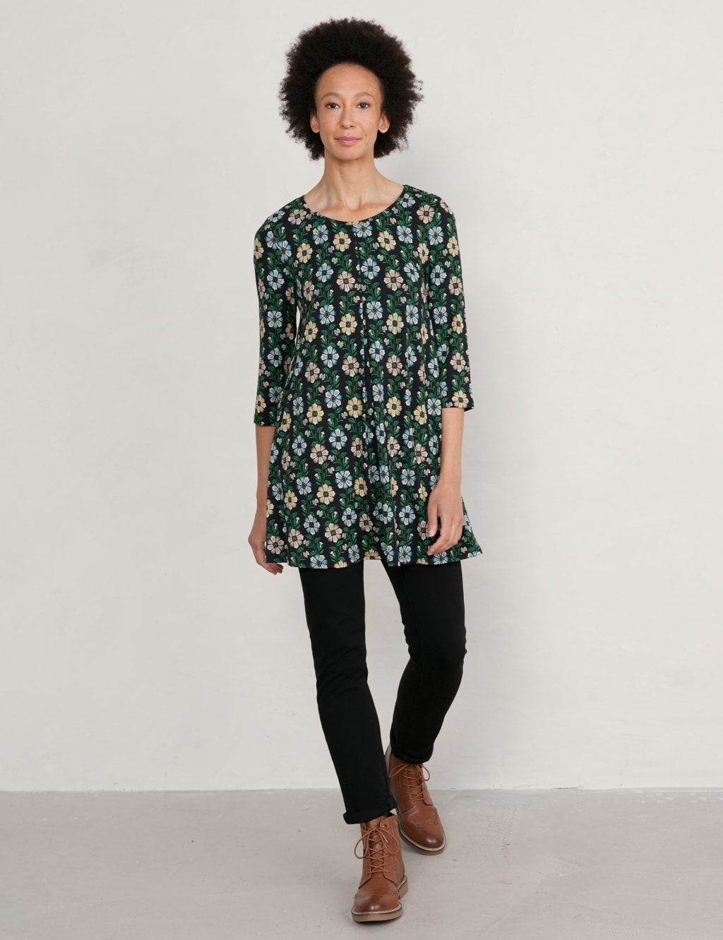 Cotton Blend Floral 3/4 Sleeve Tunic | Seasalt Cornwall | M&S